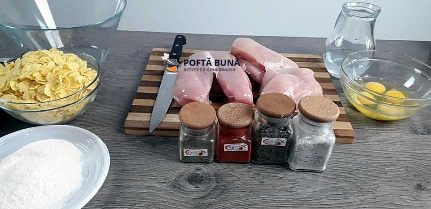 Piept de pui crispy, snitele de pui in crusta crocanta de porumb