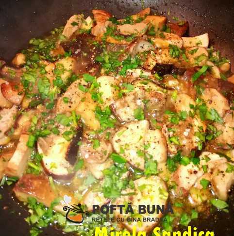 Ciuperci (hribi) cu usturoi si patrunjel, reteta rapida, la tigaie