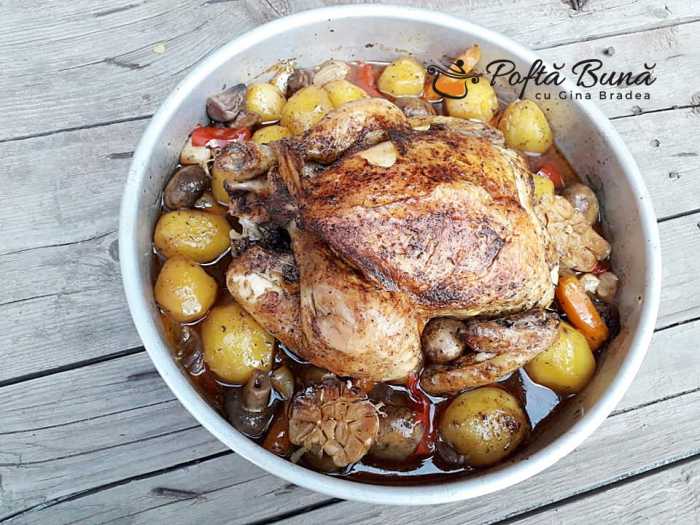 Pui la cuptor cu legume reteta rapida de pui fript - Gina Bradea