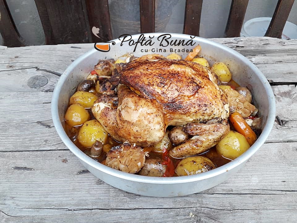 Pui la cuptor cu legume reteta rapida de pui fript - Gina Bradea