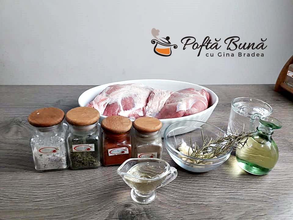 Porc friptura la cuptor inabusita cu usturoi si rozmarin - Gina Bradea