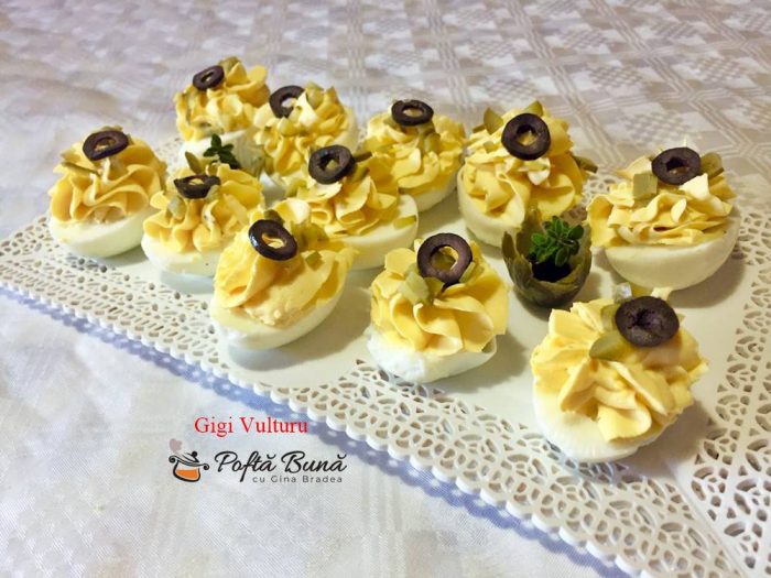 Oua umplute cu crema de branza - Retete Culinare cu Gina Bradea