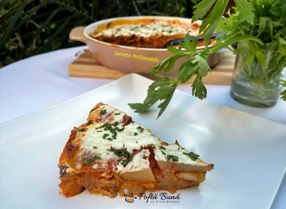 Musaca de cartofi si ciuperci reteta de post - Gina Bradea