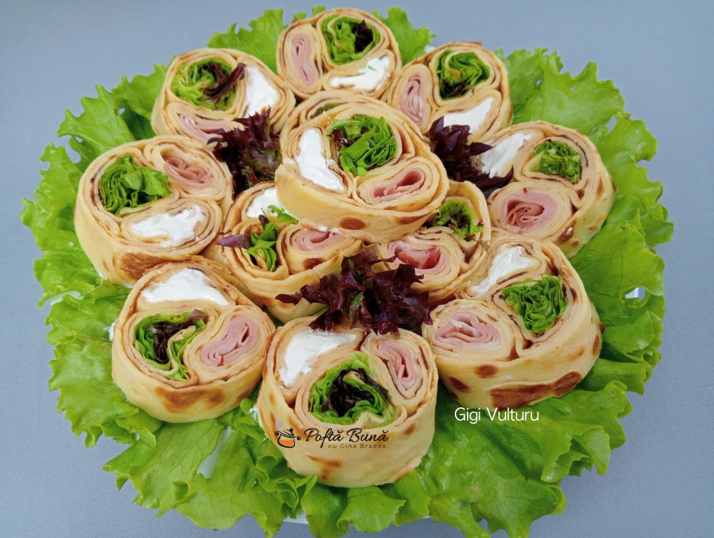 Clatite aperitiv umplute cu crema de branza – Rețete cu Gina Bradea