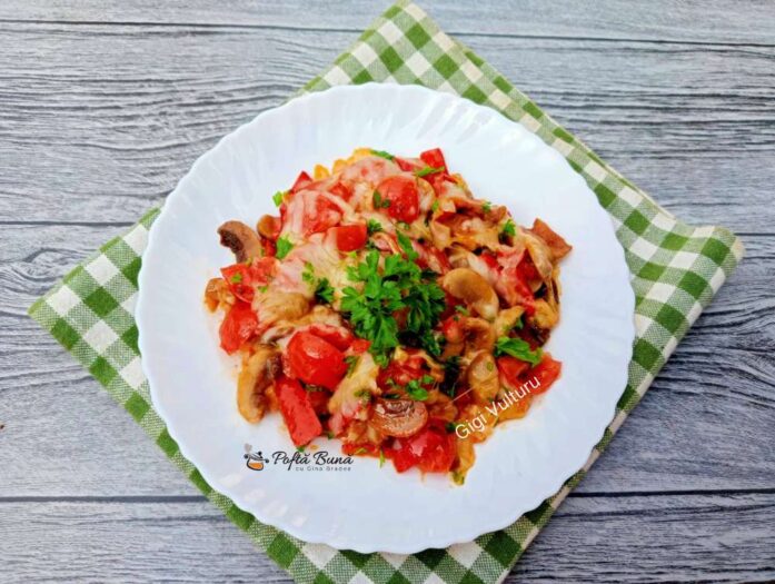 Ciuperci cu ardei si rosii cherry - Retete cu Gina Bradea
